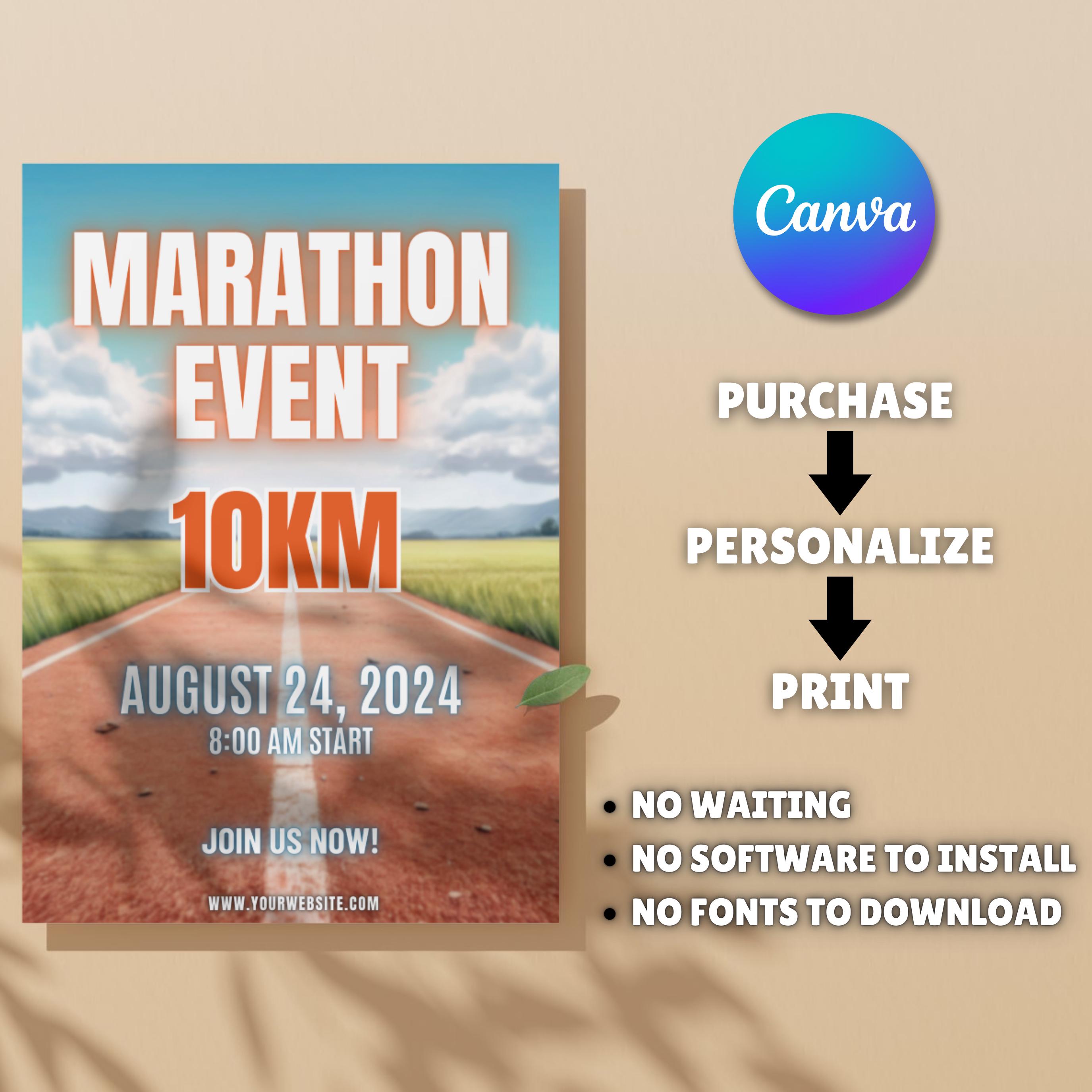 Marathon Running Poster Template DIY Sport Poster Printable ...