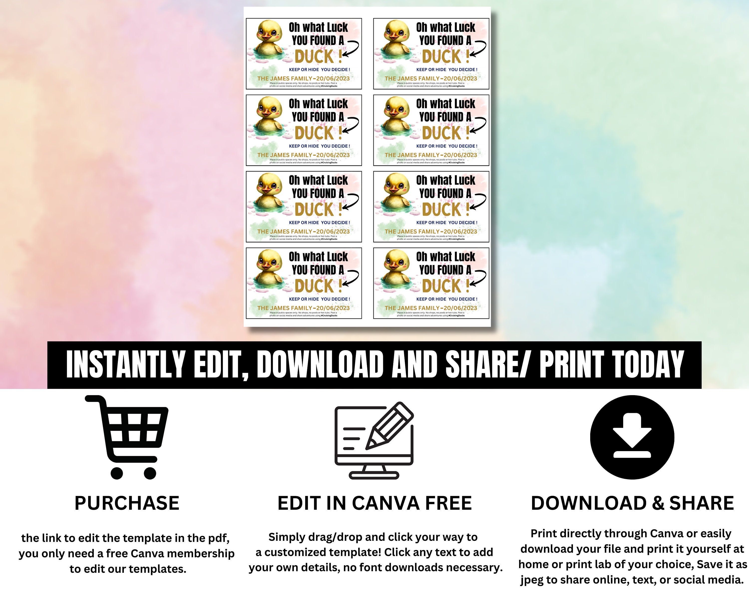 Editable Cruise Ship Duck Tags, Printable Tags for Cruising Ducks, DIY ...
