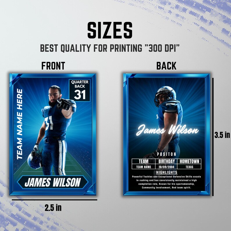 DIY Football Trading Card Template, Customizable Canva Design (digital ...