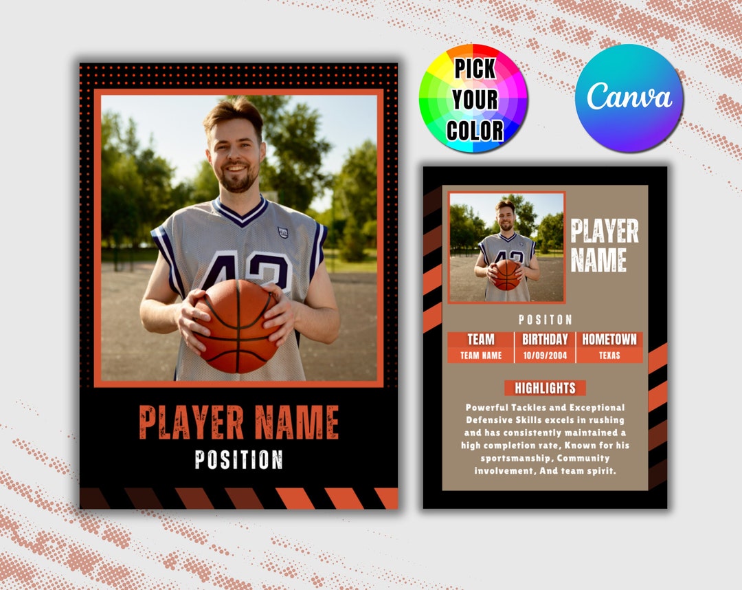 Custom Basketball Trading Cards Template, Customizable DIY Sports Card ...