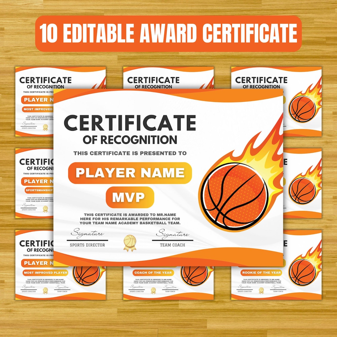 Basketball Award Certificate Bundle Editable End of Season/year Sports ...