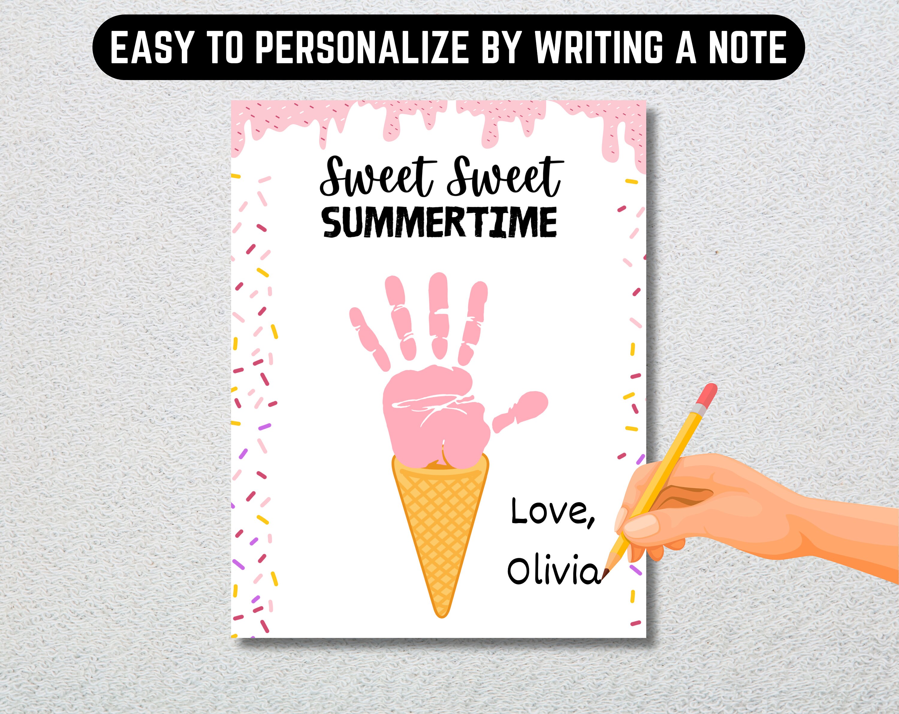 Ice Cream Summer Handprint Craft Printable DIY Summer Craft Activities ...