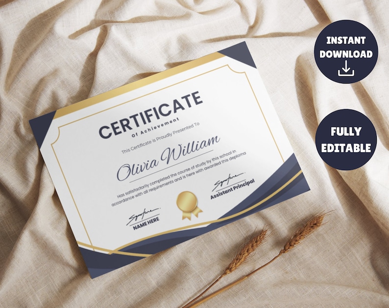 Editable Certificate of Achievement Template, Homeschool Graduation ...