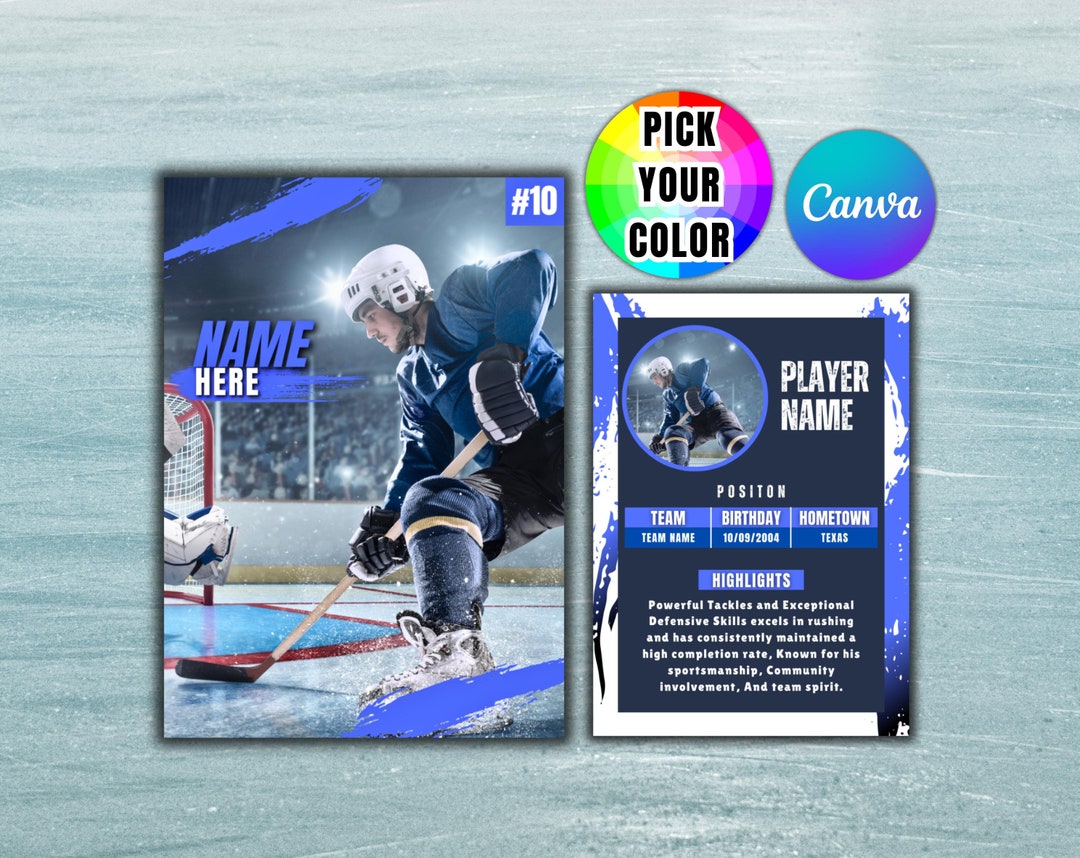 Custom Ice Hockey Trading Card Template, Editable Player Card Canva ...