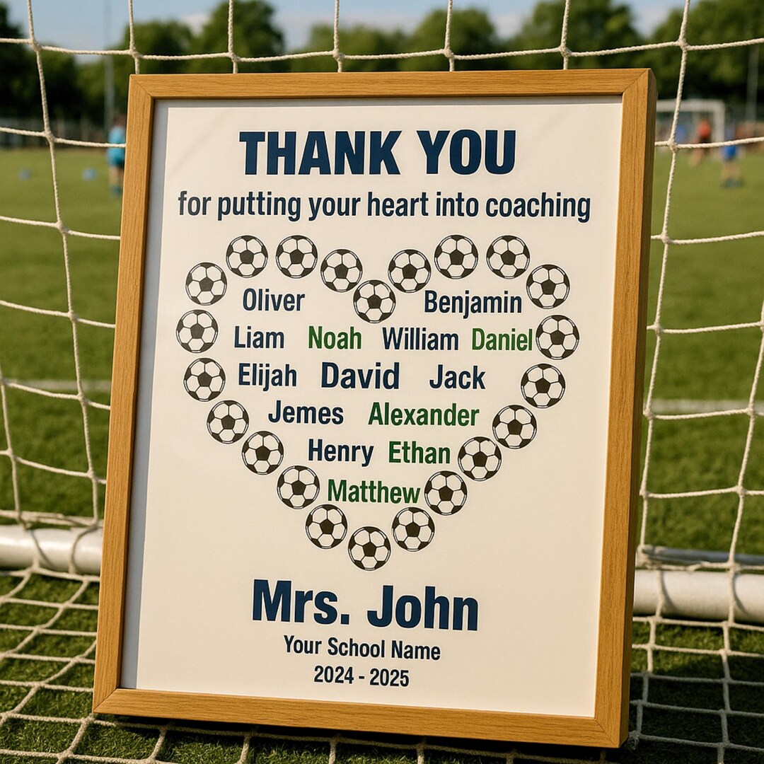 Personalized Soccer Coach Thank You Poster, End of Season Gift (digital ...