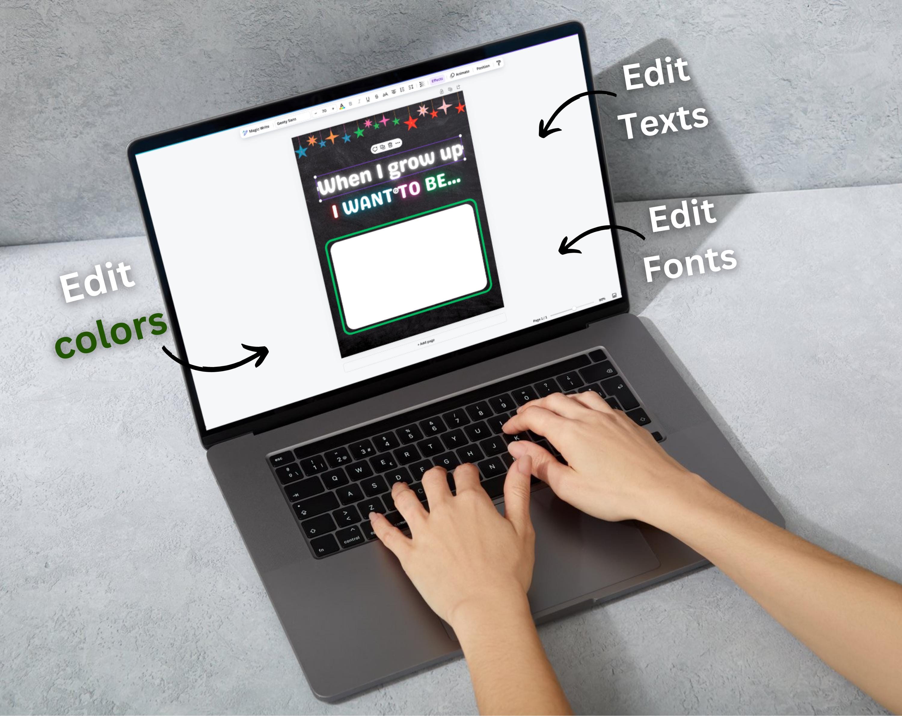 Editable When I Grow up Sign Template, When I Grow up I Want to Be ...