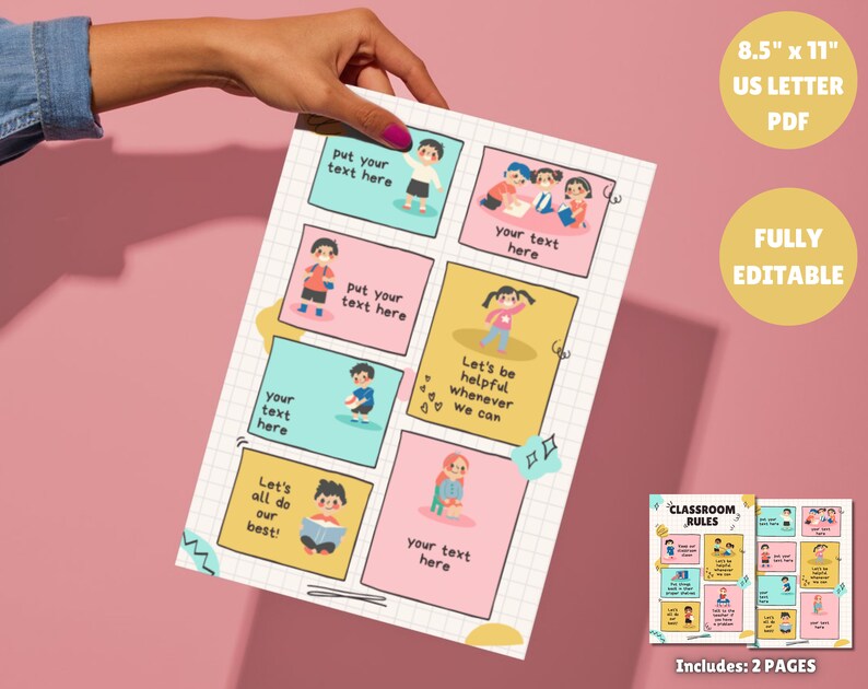 Classroom Rules Poster Class Expectations Template Editable Printable ...