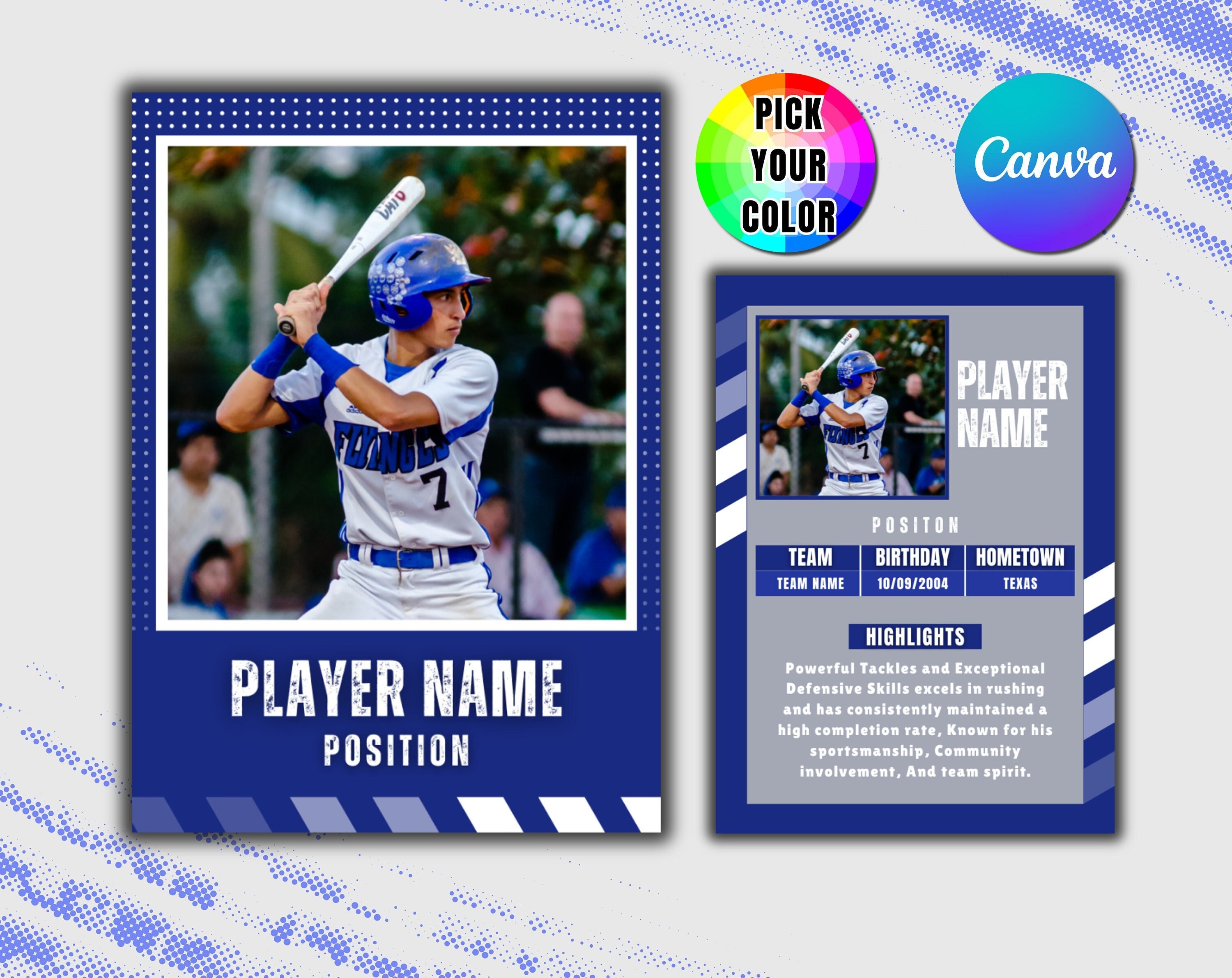 Baseball Trading Cards Template, Customizable DIY Sports Card, Personalized Player Card ...