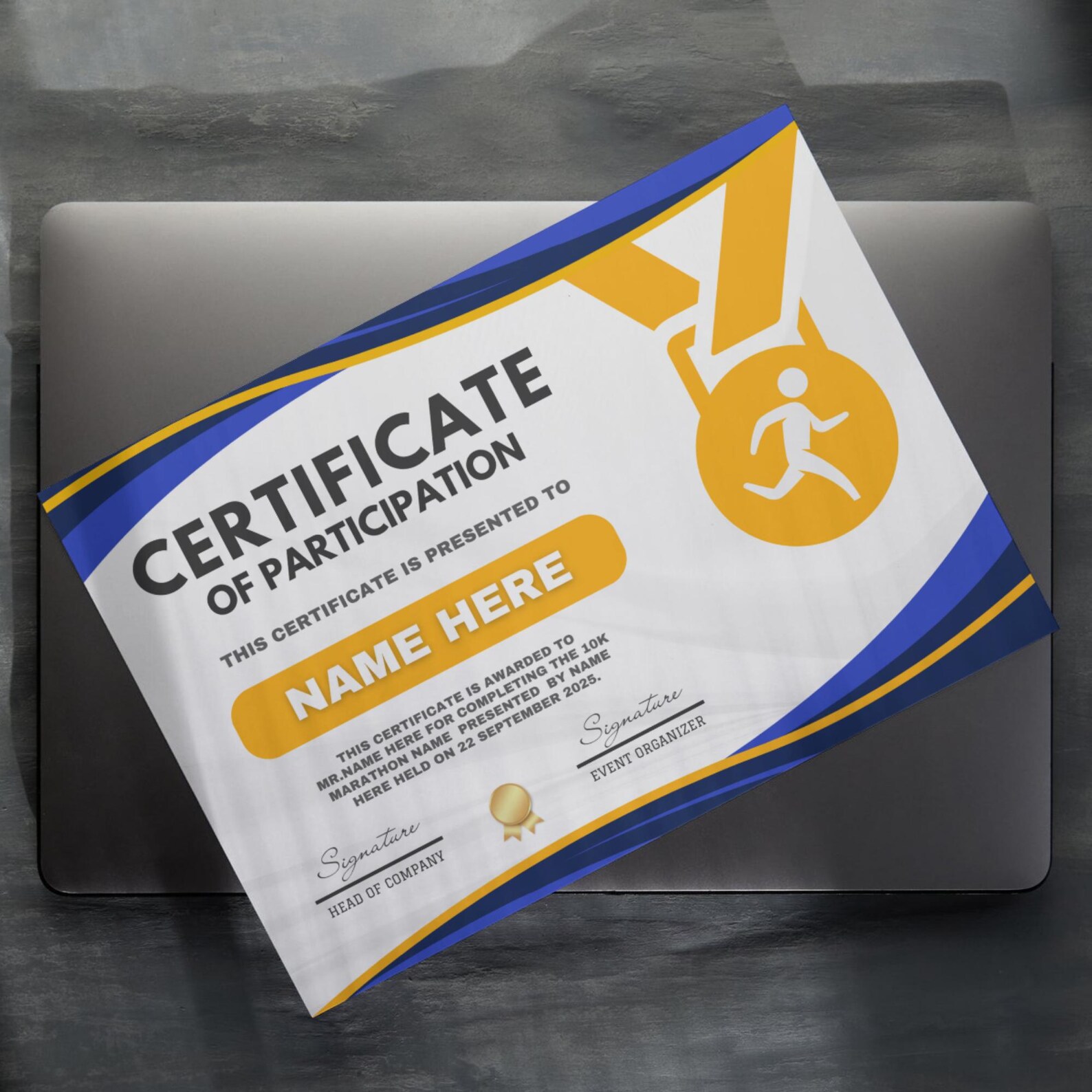 Running Marathon Award Certificate Editable Printable Participation ...