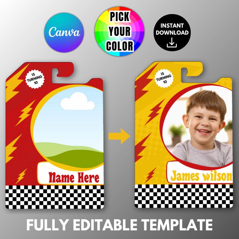 Toy Car Packaging Template, Custom Printable Car Birthday Favor Tag ...