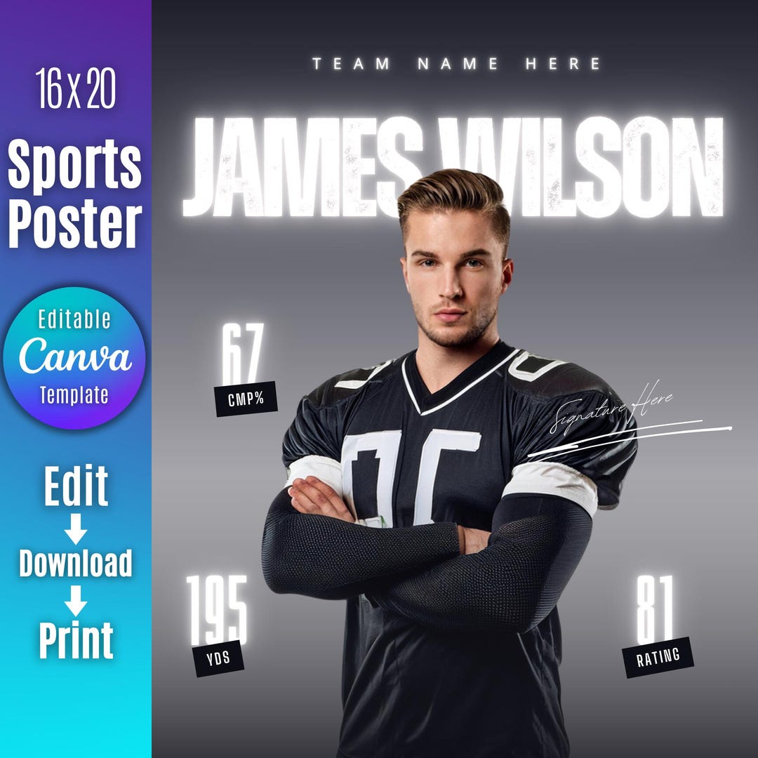 Football Poster Canva Template, Editable Football School Team Gifts ...