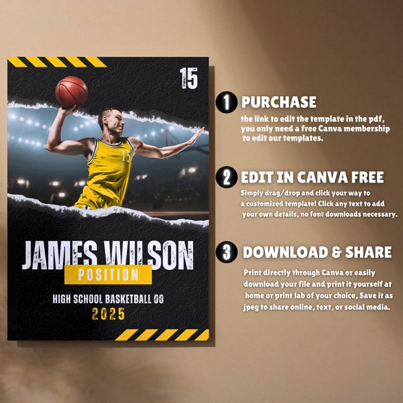 Basketball Poster Canva Template, Editable Basketball School Team Gifts ...