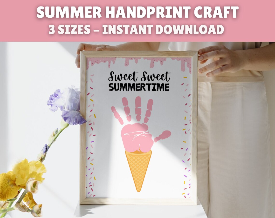 Ice Cream Summer Handprint Craft Printable DIY Summer Craft Activities ...