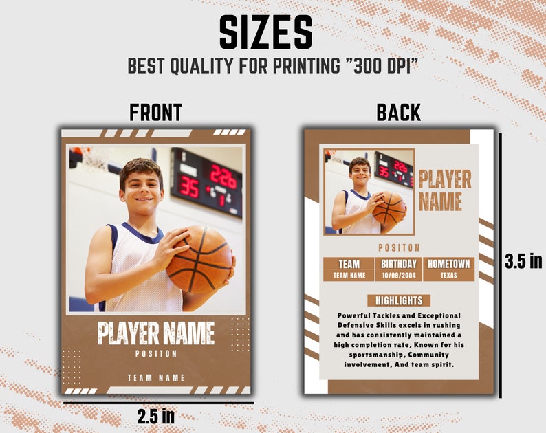 Personalized Basketball Trading Card Template, DIY Printable (canva) - Etsy