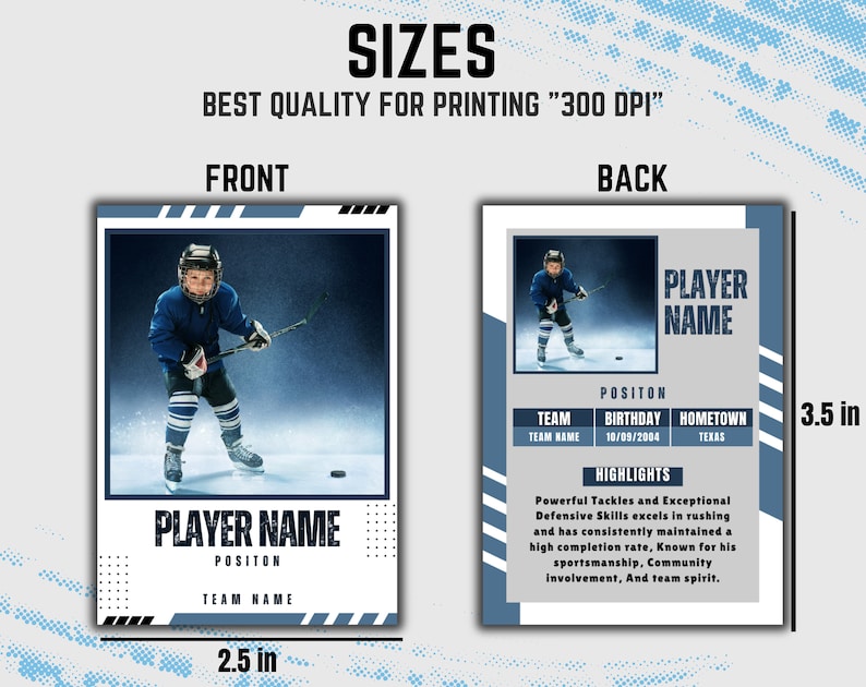 Hockey Trading Card Template Editable Hockey Player Card Canva Template ...