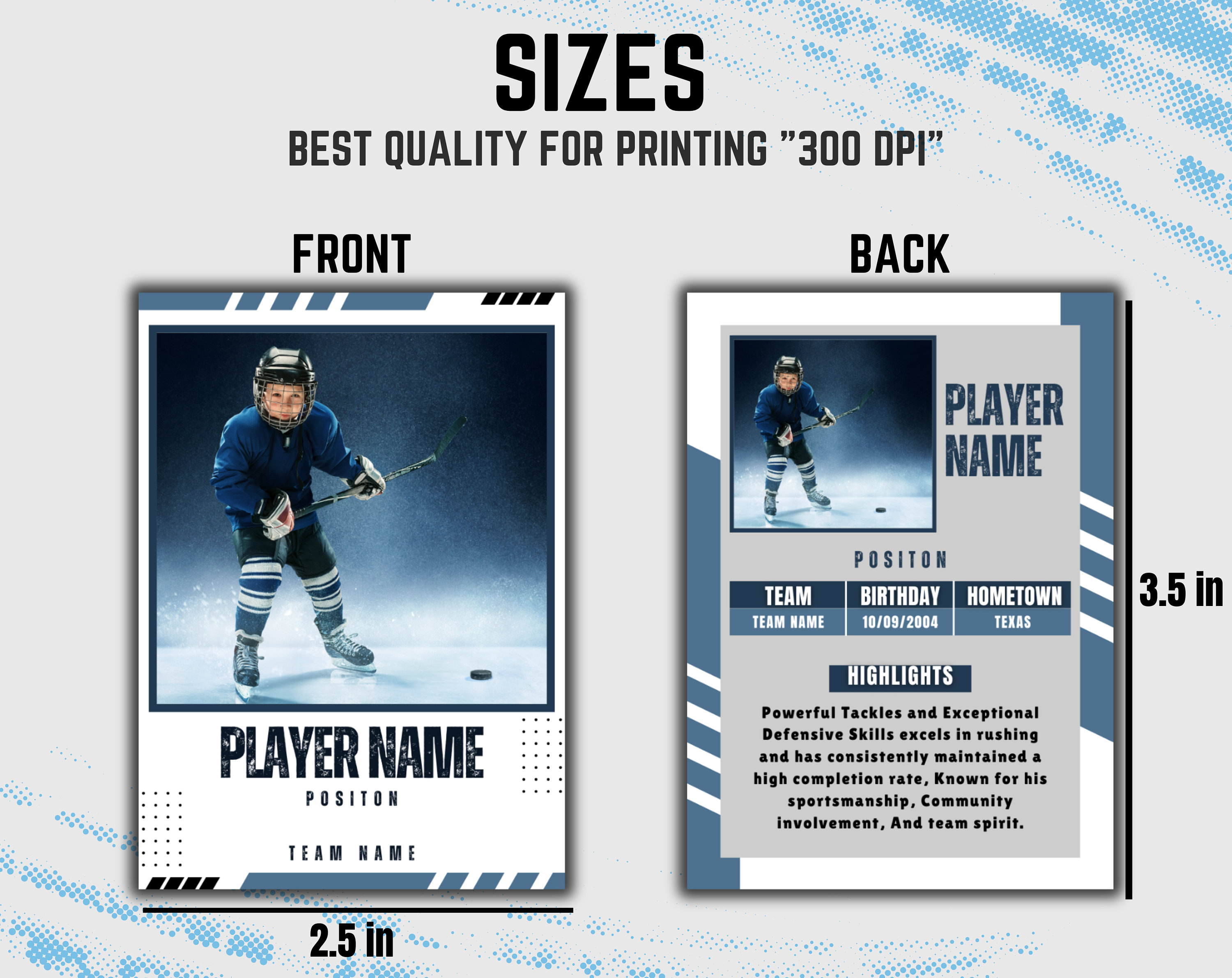 Hockey Trading Card Template Editable Hockey Player Card Canva Template ...