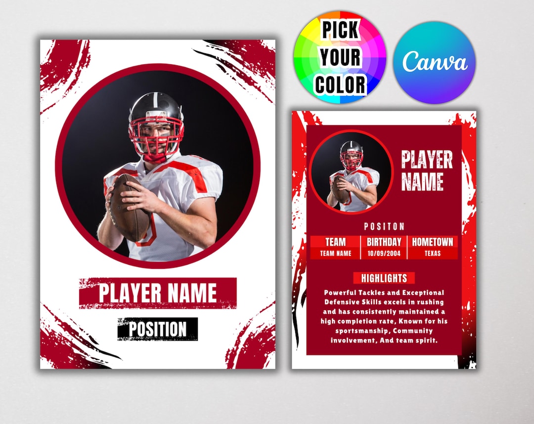Football Trading Card Template DIY Sport Cards Printable Customizable ...