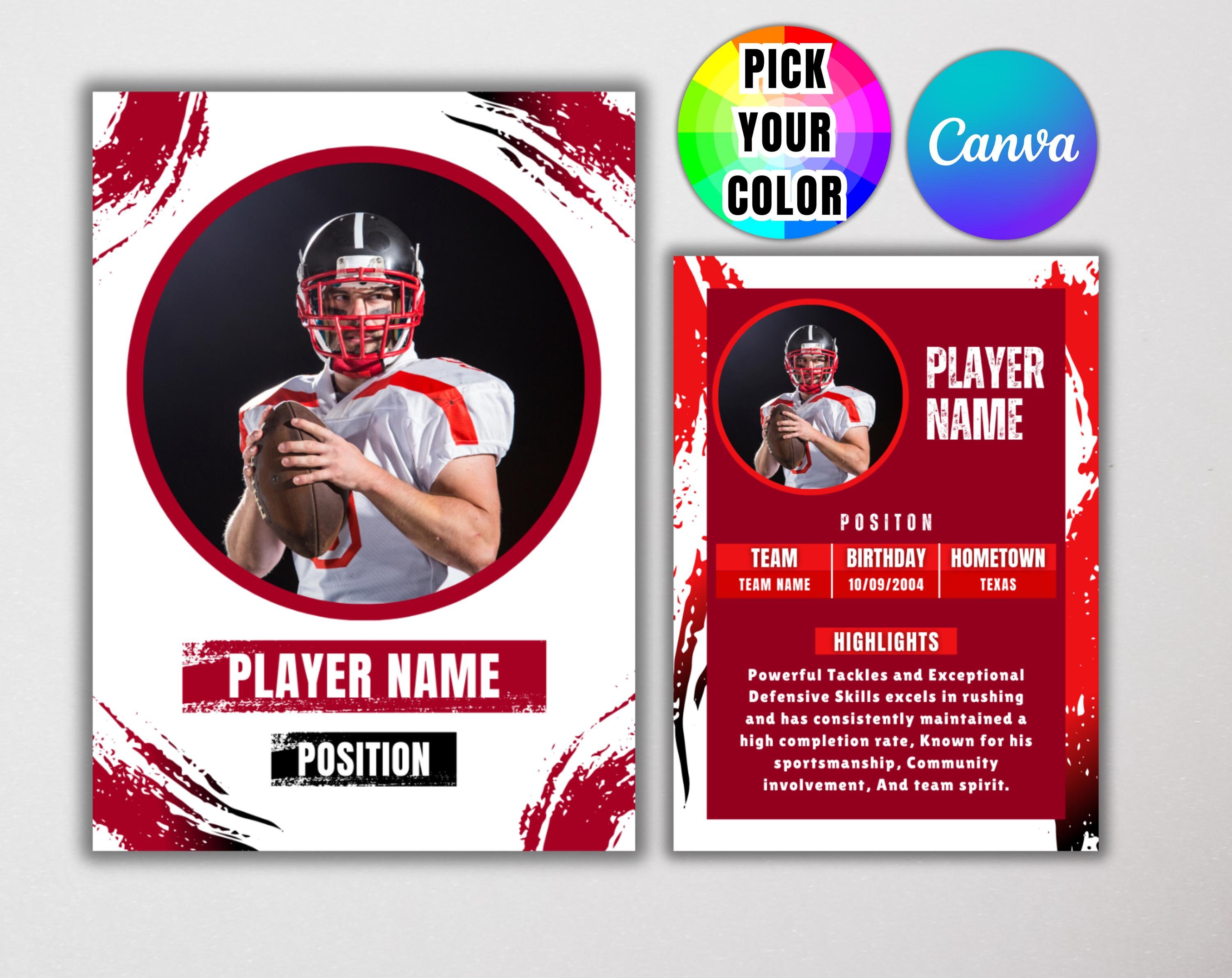 Customizable Football Trading Card Template, DIY Sport Card (canva ...