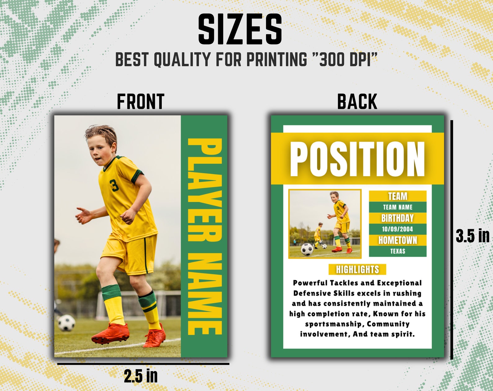 Editable Soccer Trading Cards Template Personalized DIY Sport Card ...