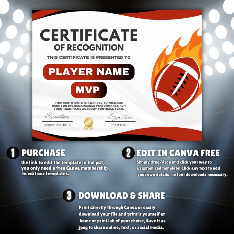 Football Certificate Award End of Season/year Ceremony Sports Editable ...