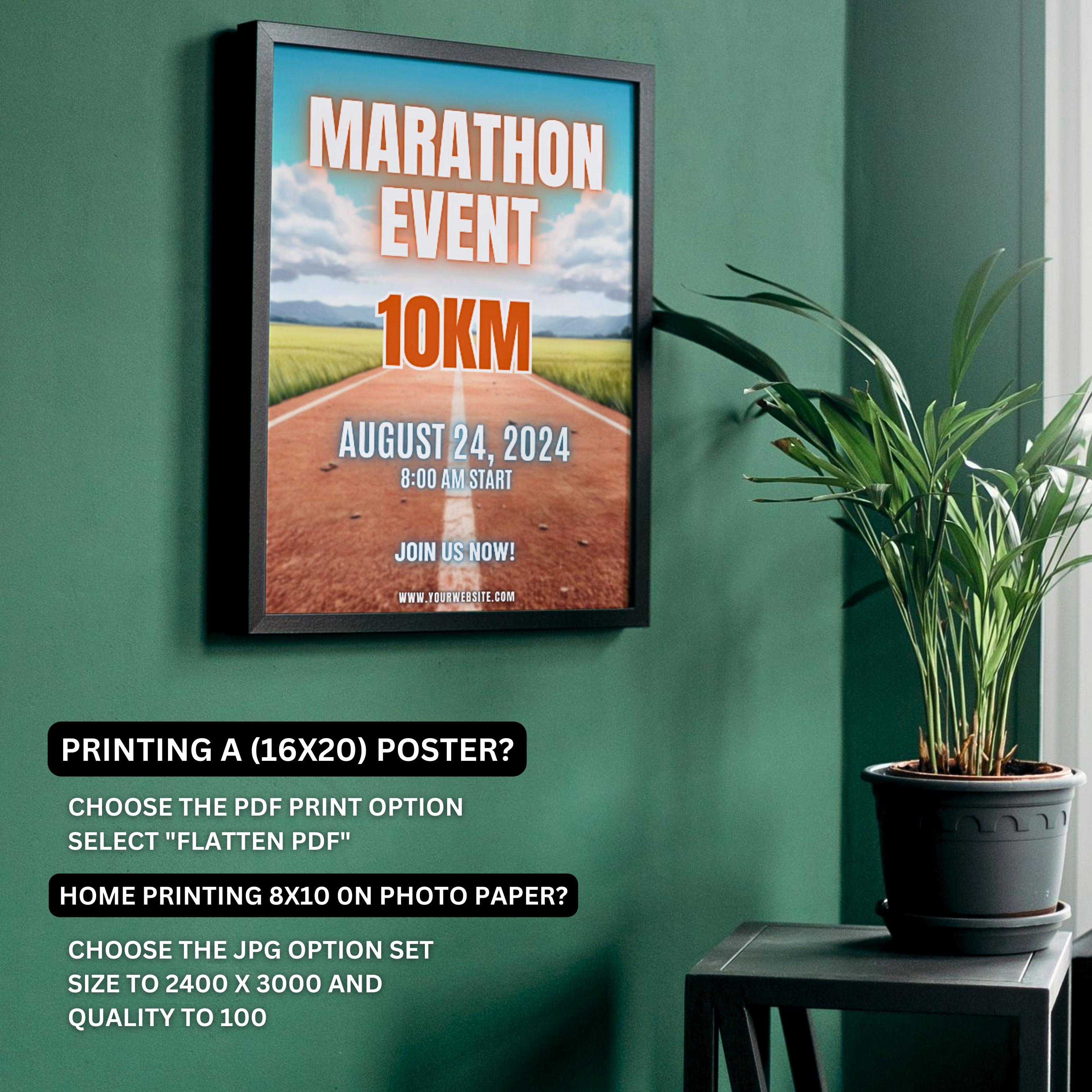 Marathon Running Poster Template DIY Sport Poster Printable ...