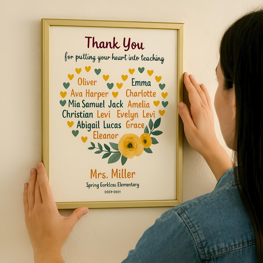 Thank You Teacher Appreciation Gift From Students Class Personalized ...