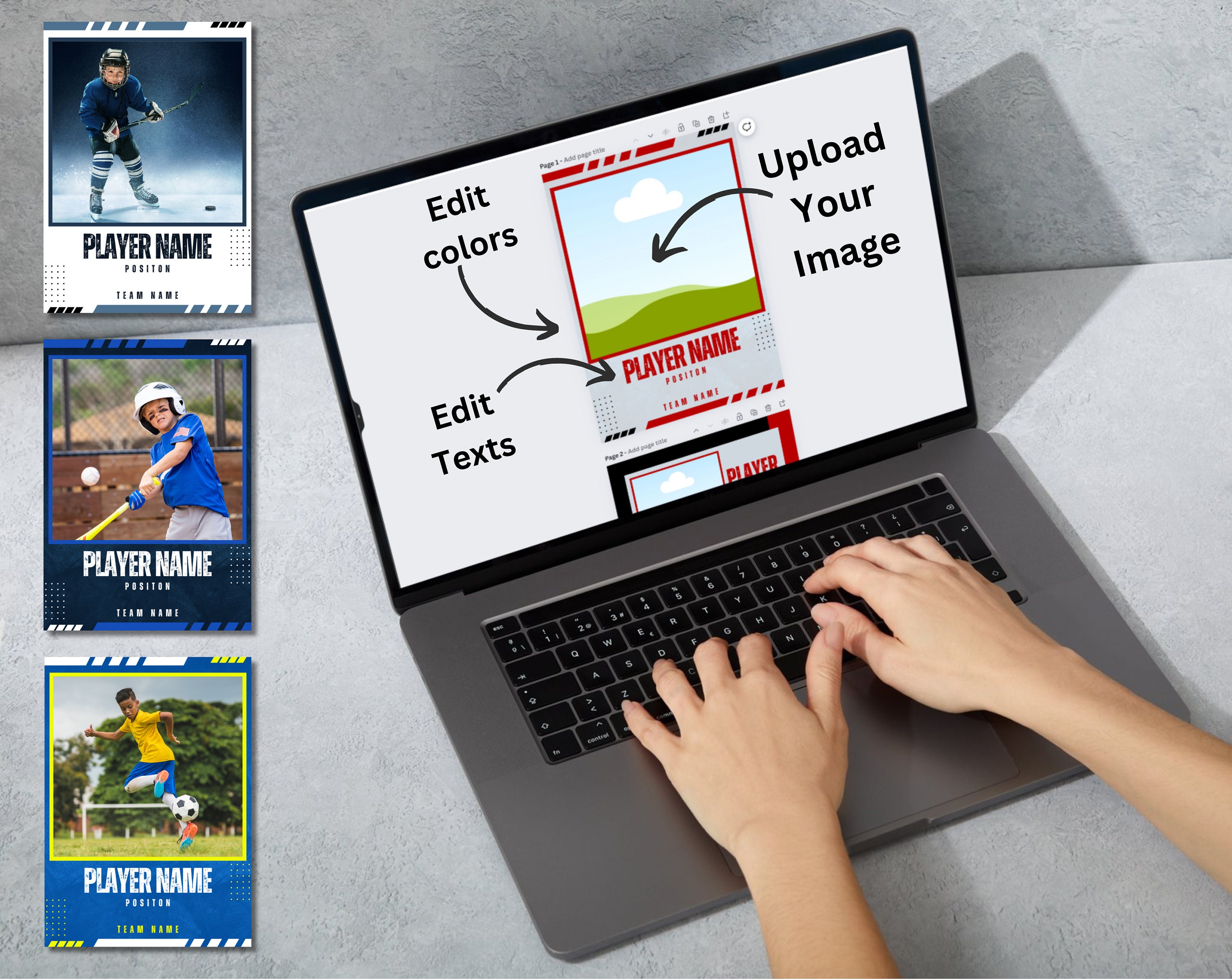 Editable Soccer Trading Cards Template Personalized DIY Sport Card ...