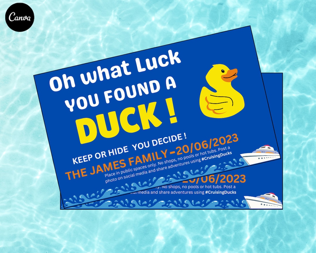 Editable Cruise Duck Tag Template, Printable Carnival Game (digital ...