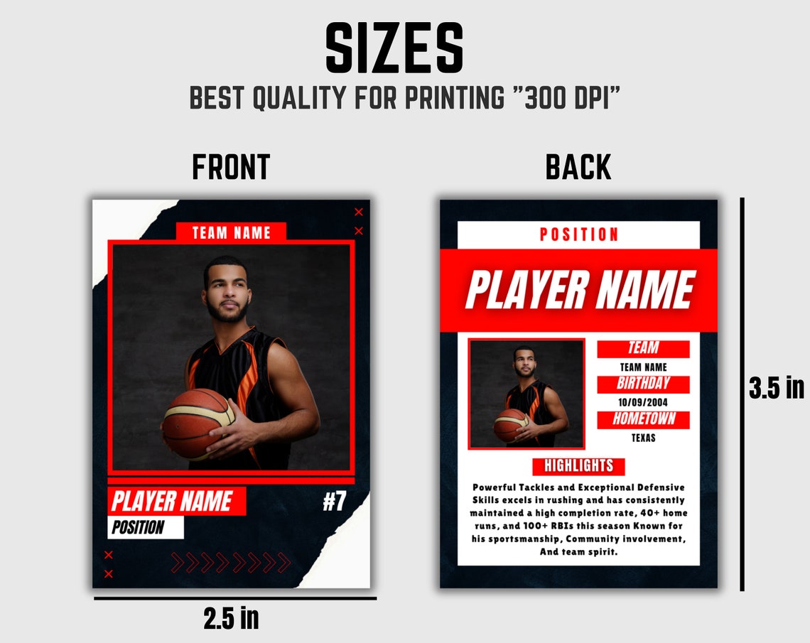 Basketball Trading Cards Template Customizable Basketball Player Card ...