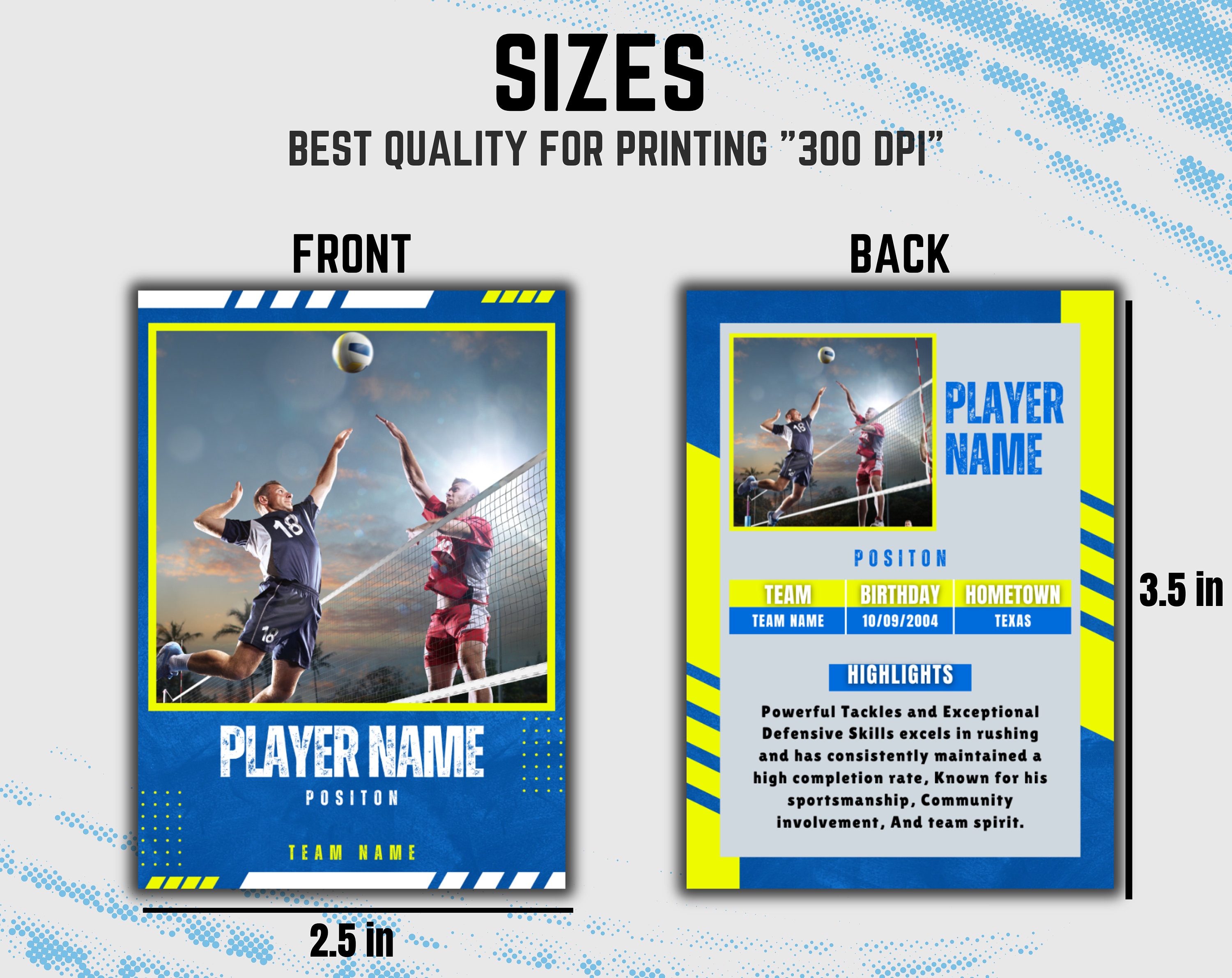 Editable Volleyball Trading Cards Template Personalized DIY Sport Card ...
