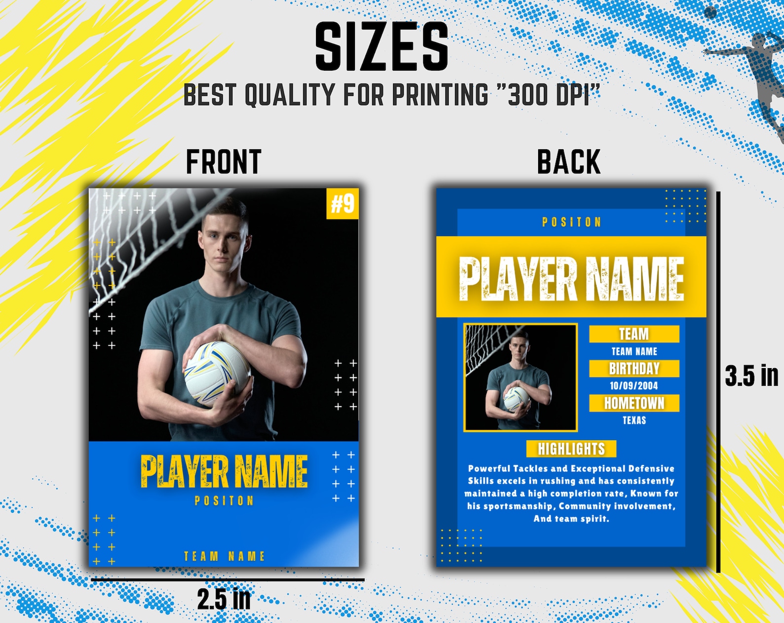 Volleyball Trading Card Template, Personalized Player Card (canva ...