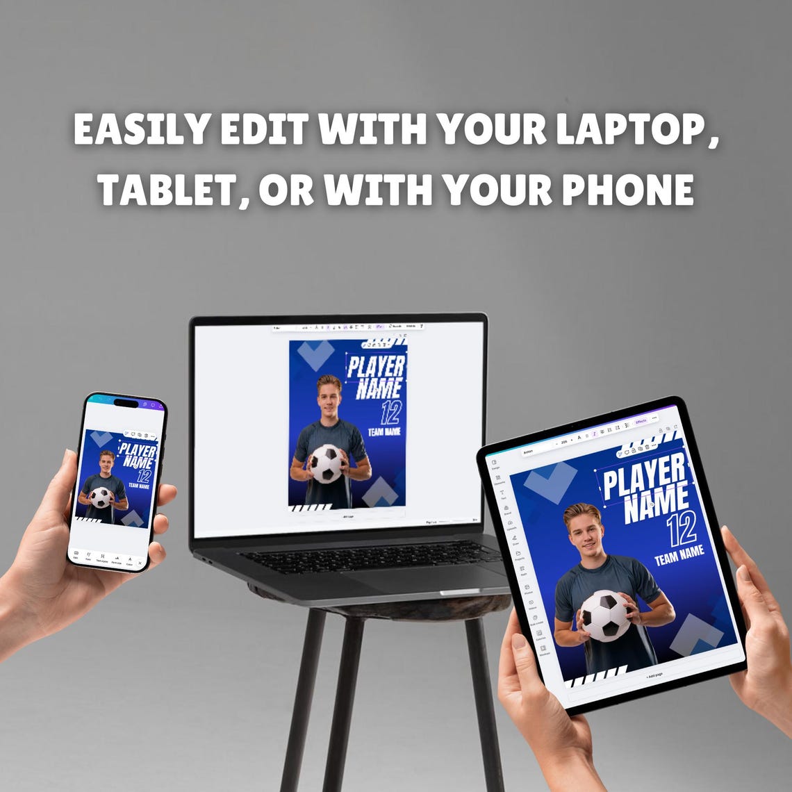 Poster Football Player Template DIY Sport Poster Printable Customizable ...