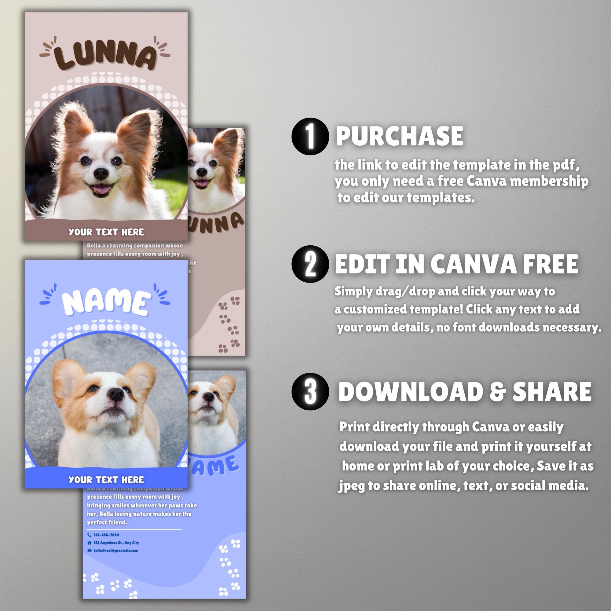 Editable Dog Trading Card Template, Custom Pet Trading Card Canva ...