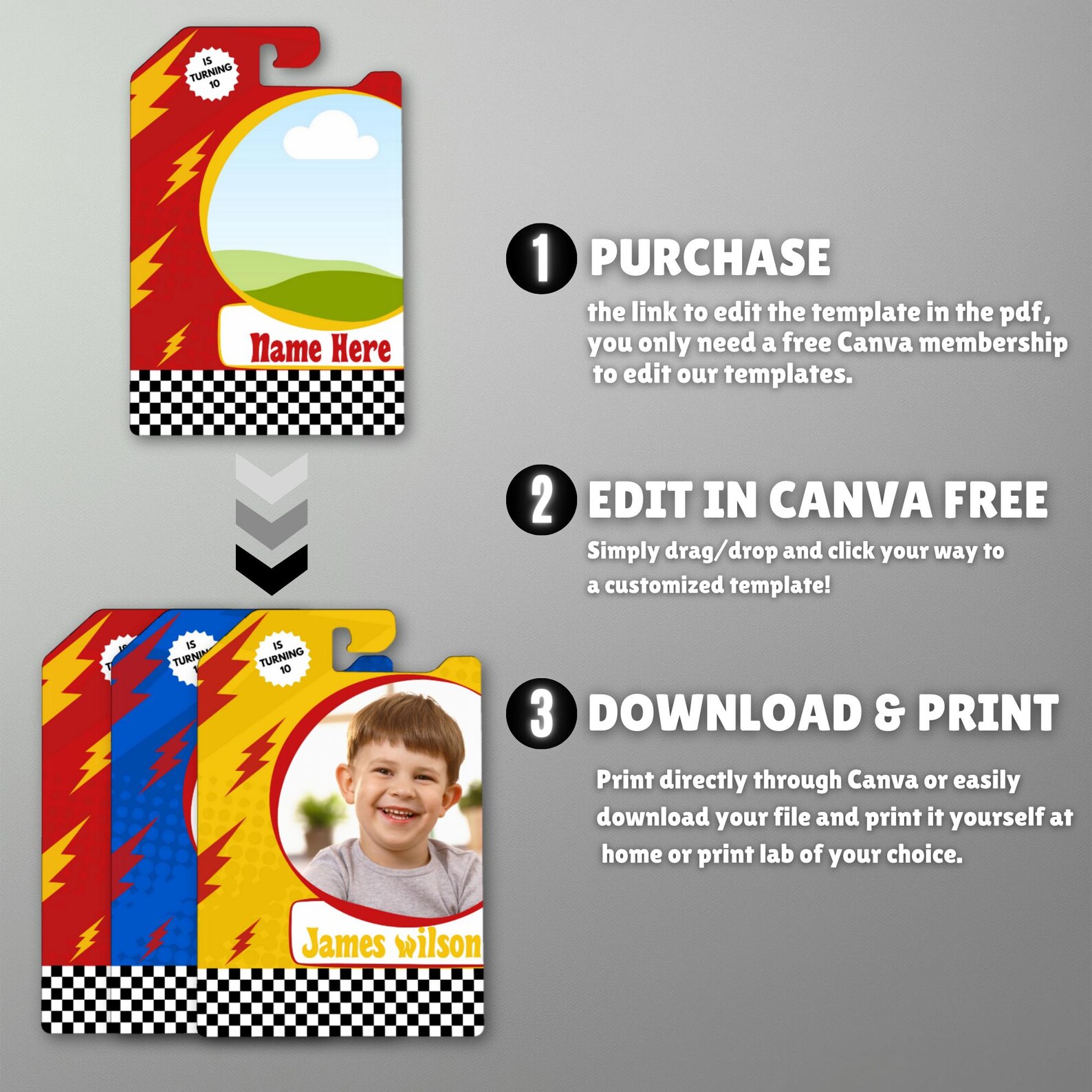 Toy Car Packaging Template, Custom Printable Car Birthday Favor Tag ...