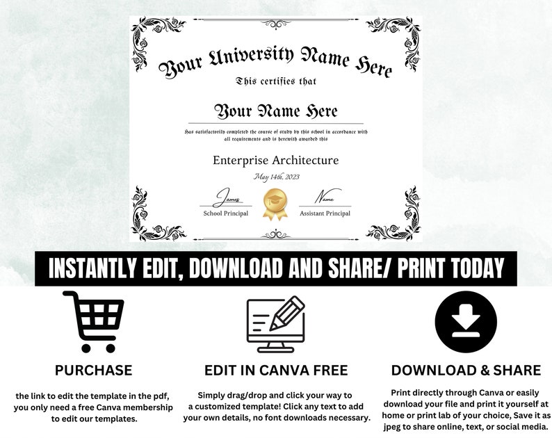 College & University Diploma, Printable Customized University Diploma ...