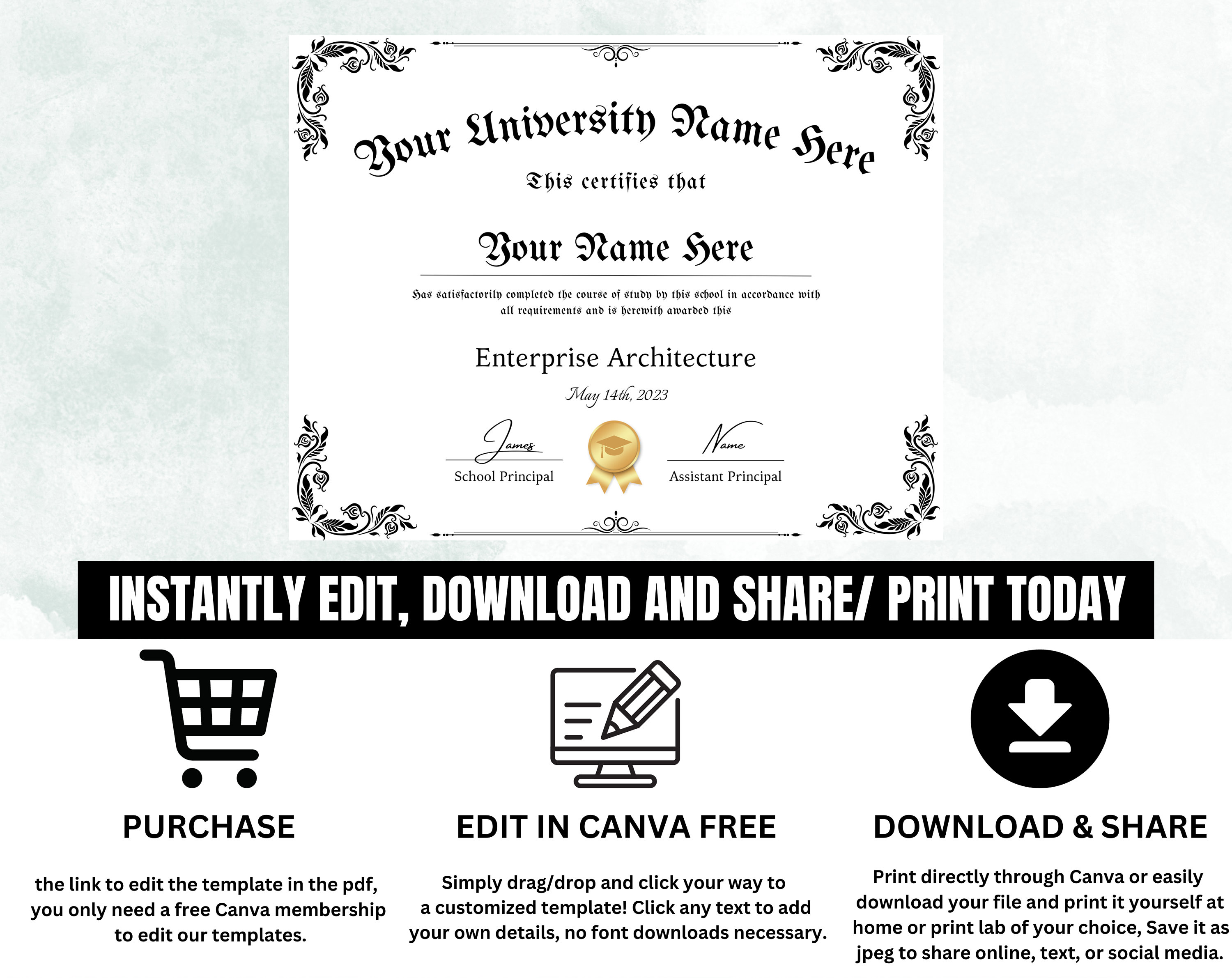 College & University Diploma, Printable Customized University Diploma ...