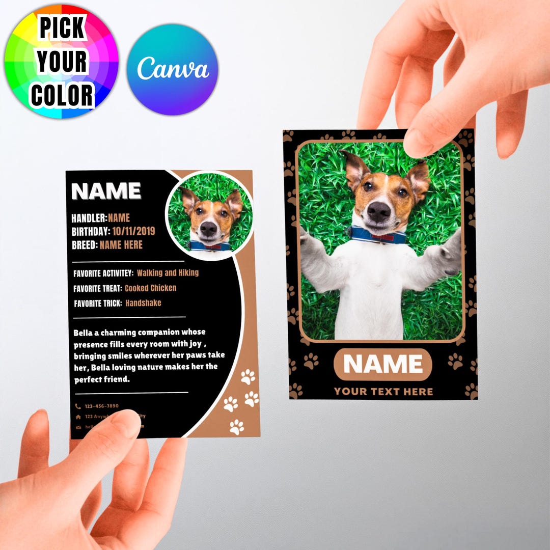 Customizable Dog Trading Card Canva Template, Editable Pet Trading Card ...
