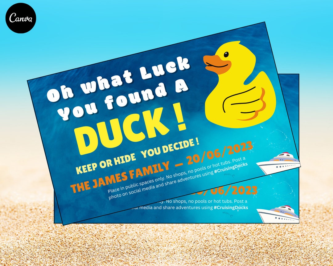 Editable Duck Cruising Ducks Tag You Found a Duck Template Gift for ...