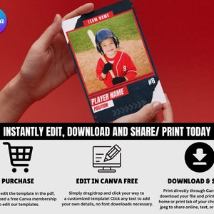 Baseball Trading Cards Editable Template, Customizable DIY Sports Card ...