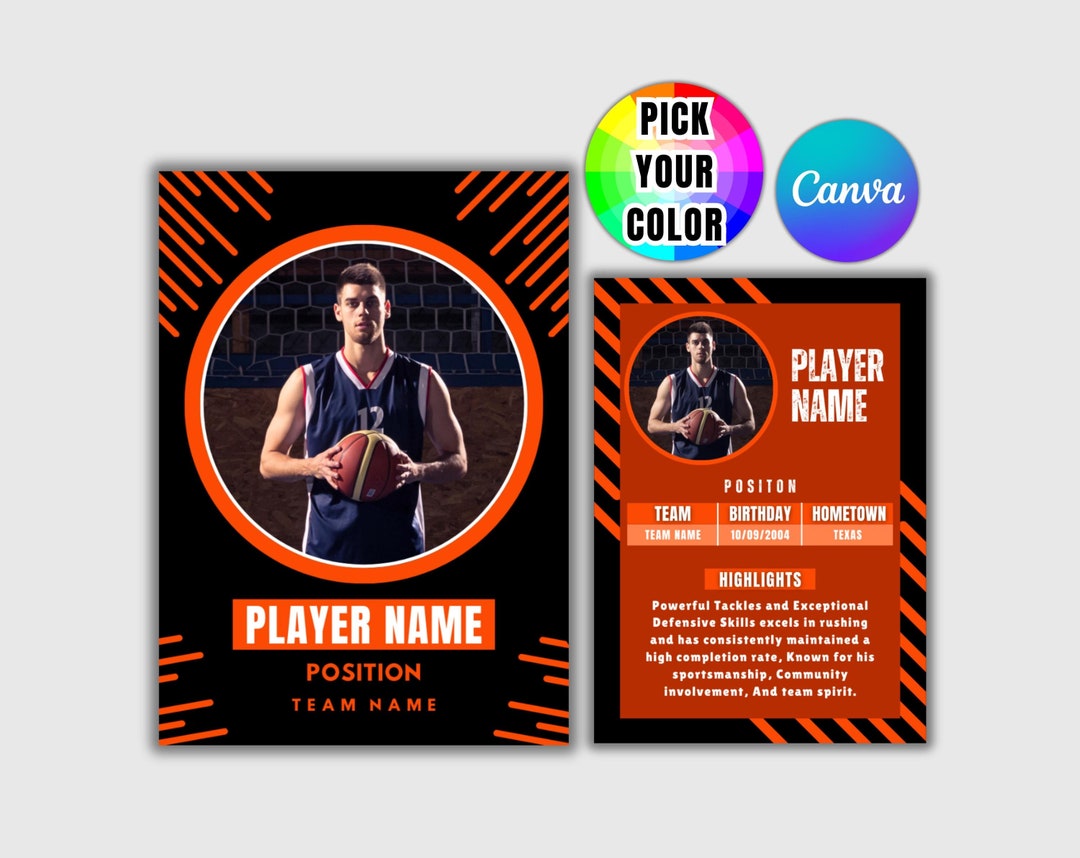 Custom Basketball Trading Card Template, DIY Printable (canva) - Etsy