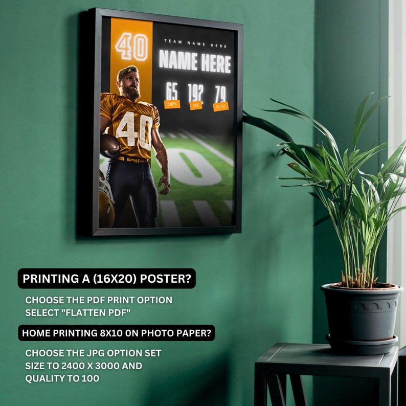 Football Player Poster Template DIY Sport Poster Printable Customizable ...