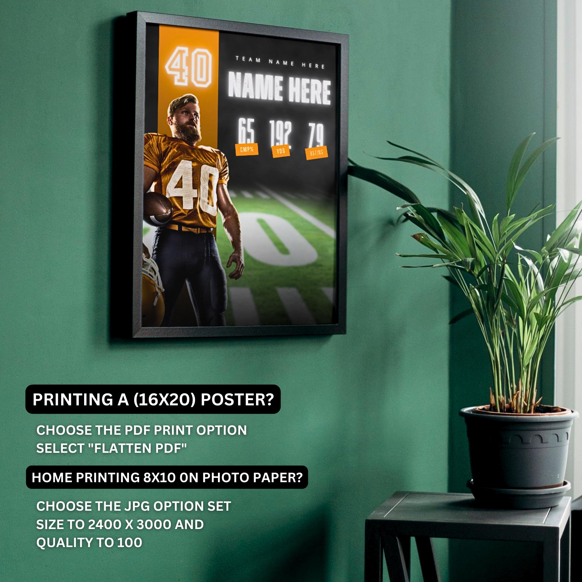 Football Player Poster Template DIY Sport Poster Printable Customizable ...