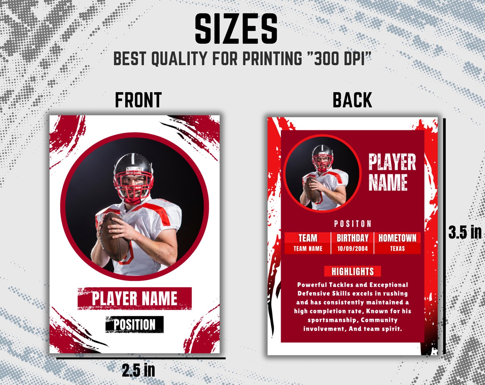 Customizable Football Trading Card Template, DIY Sport Card (canva ...