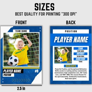 Editable Soccer Trading Cards Template Personalized DIY Sport Card ...