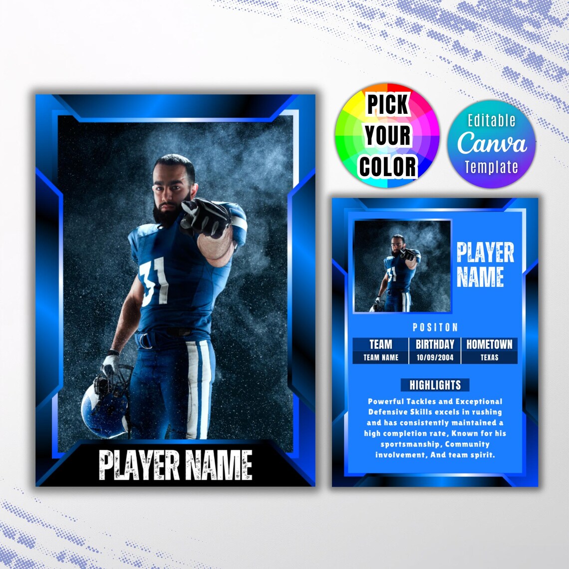 Football Trading Cards Template Personalized DIY Sport Card ...