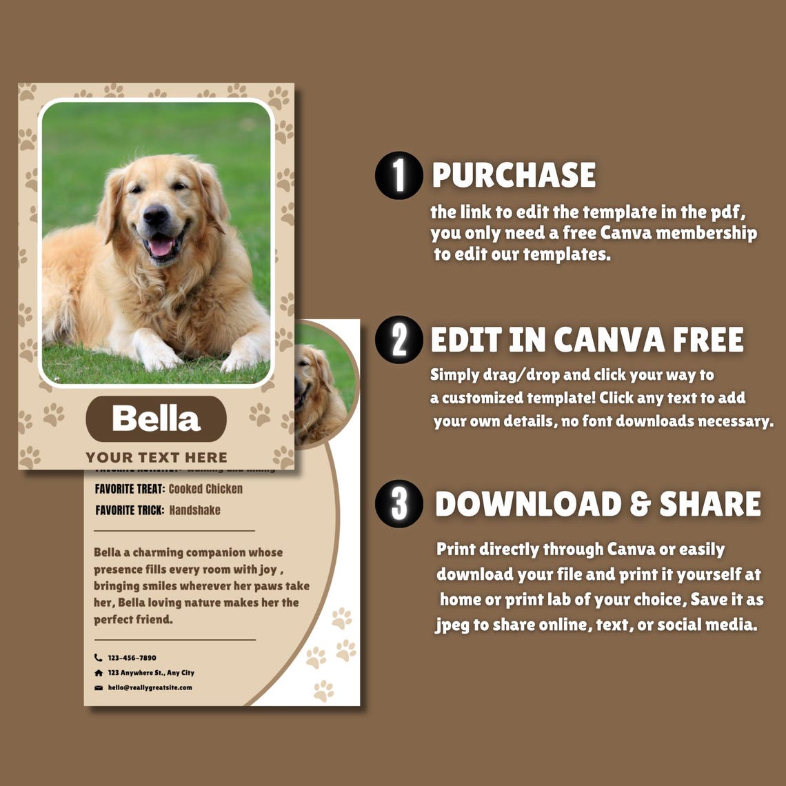 Custom Dog Trading Card Template, Editable Pet Card Canva Template ...
