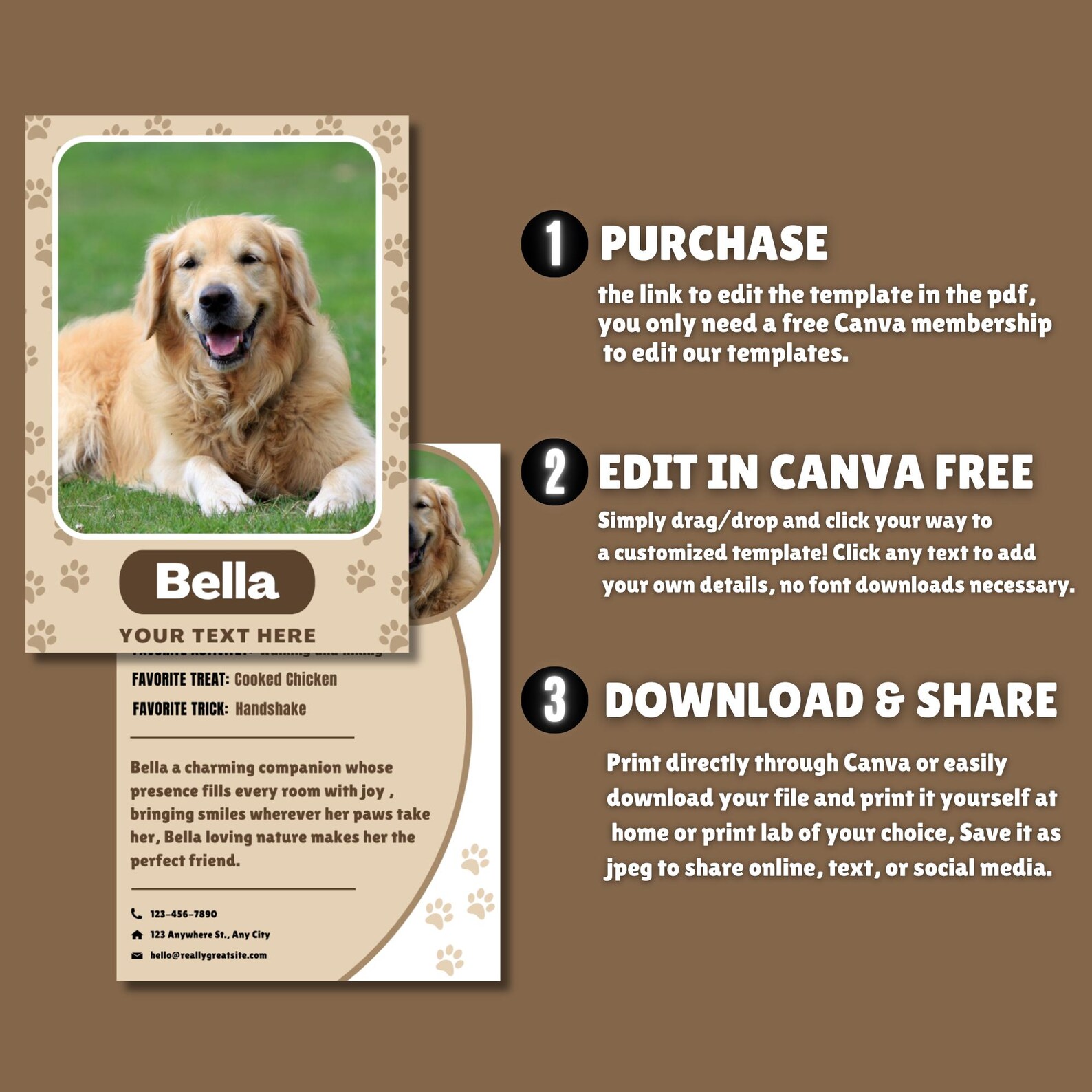 Custom Dog Trading Card Template, Editable Pet Card Canva Template ...
