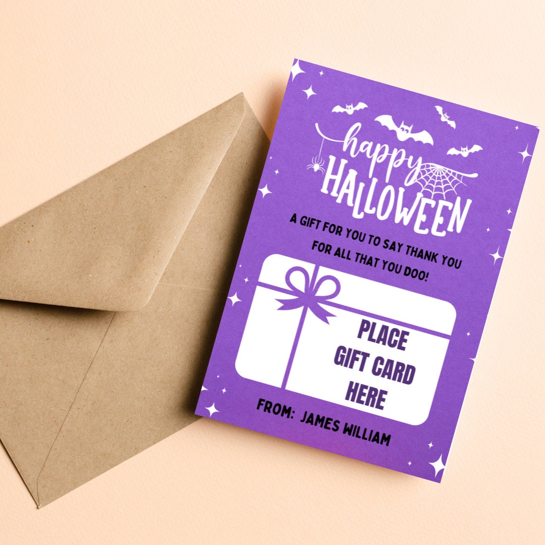 Halloween Gift Card Holder Printable, Halloween Teacher Appreciation ...