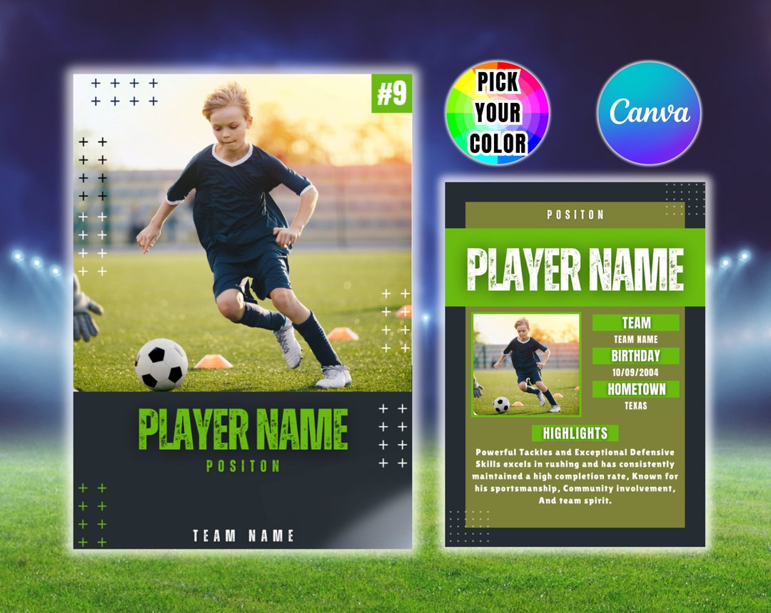 Editable Soccer Trading Cards Template Personalized DIY Sport Card ...