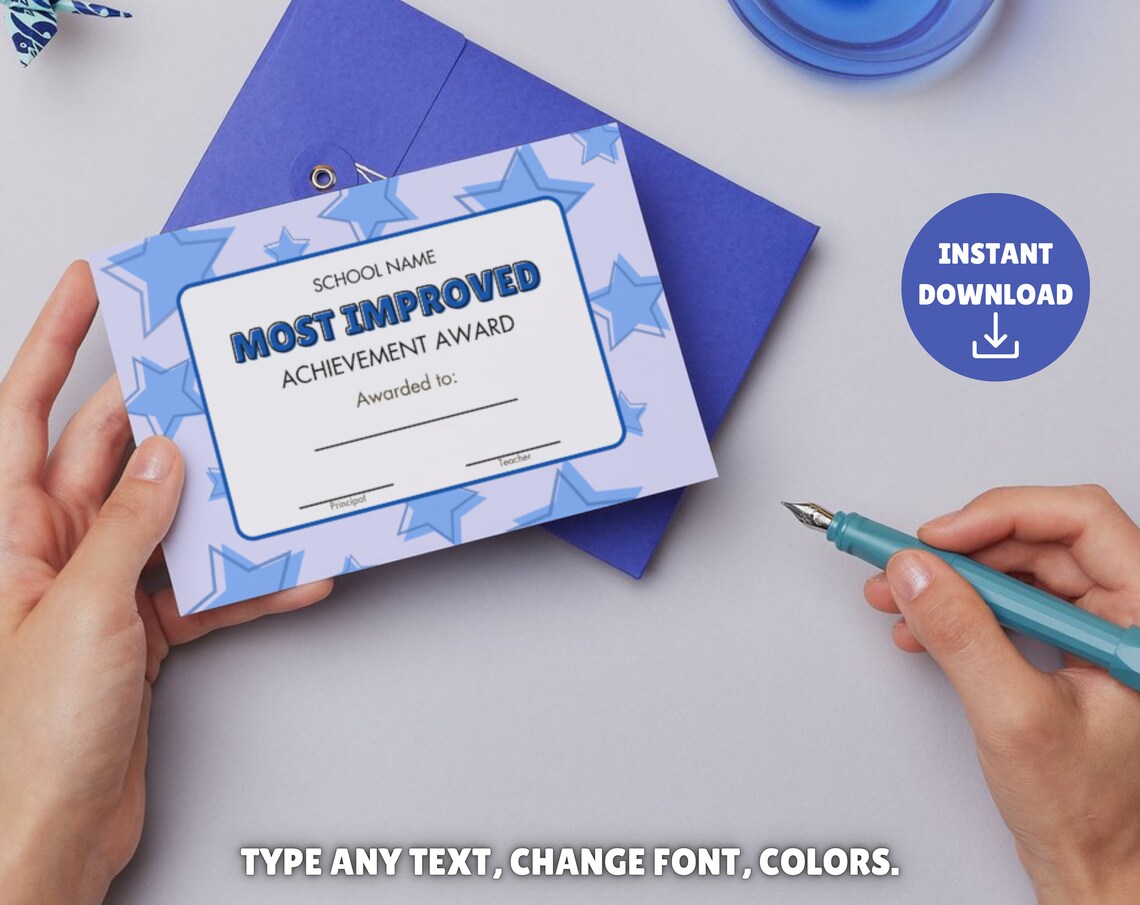 Custom Award Certificate Printable Digital Classroom Certificate Canva ...